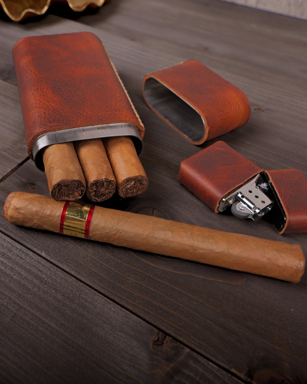 Luxury Leather Cigar Case – Personalized Gift for Him – Tergusco
