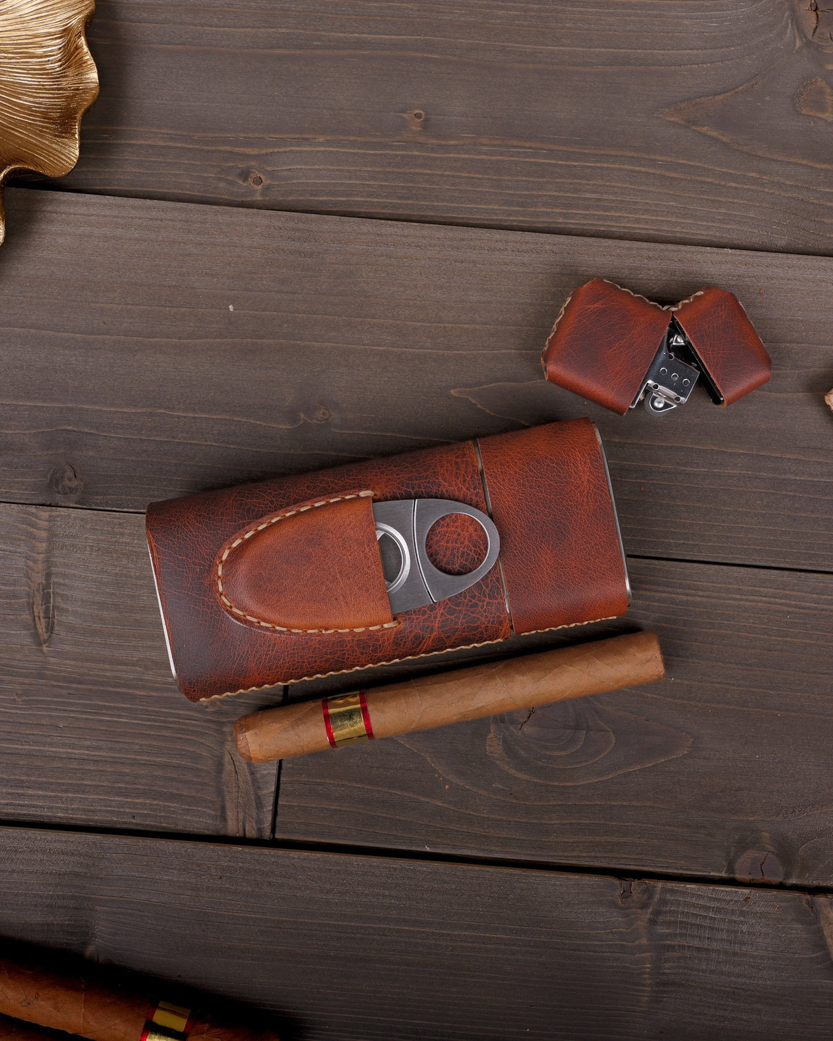 Luxury Leather Cigar Case – Personalized Gift for Him – Tergusco